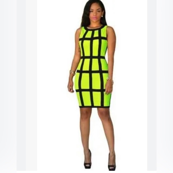 Dresses | Sexy Sleeveless Bodycon Dress Fluorescent Neon Green | Poshmark